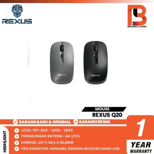 Jual REXUS Q20 MOUSE WIRELESS SILENT CLICK OFFICE ORIGINAL - Hitam ...