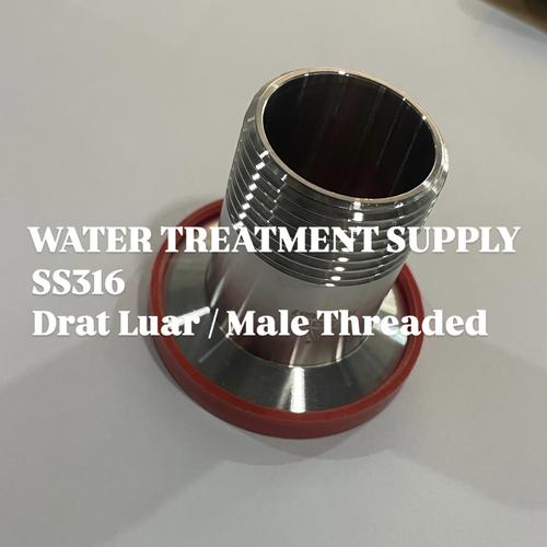 Jual Ferrule Clamp 1 1/2" (1,5") x Sanitary 2" (2") SS316 Drat Luar ...