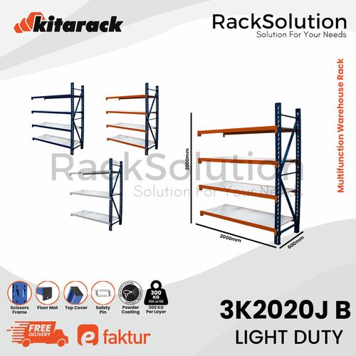 Jual Rak Gudang Besi 300kg / Layer Light Duty Jointer Rack 2 Meter Biru ...