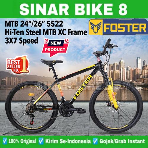 Jual Sepeda Gunung MTB FOSTER 5522 Ukuran 24 26 Inch Dewasa Remaja Rem Cakram 21 Speed - Black ...