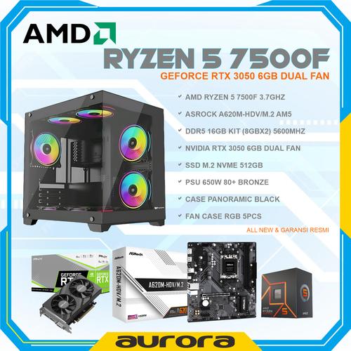 Jual PC Gaming AMD Ryzen 5 7500F | RAM 16GB DDR5 | VGA RTX 3050 | Paket Komputer Rakitan Game ...