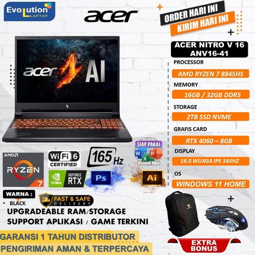 Jual Laptop Gaming Acer Nitro V 16 ANV16-41 AMD Ryzen 7 8845H 16GB DDR5 1TB RTX4060-8GB 16.0 ...