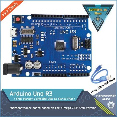 Jual NEW Arduino Uno R3 ATmega328p SMD CH340 Arduino IDE Pin Header ...