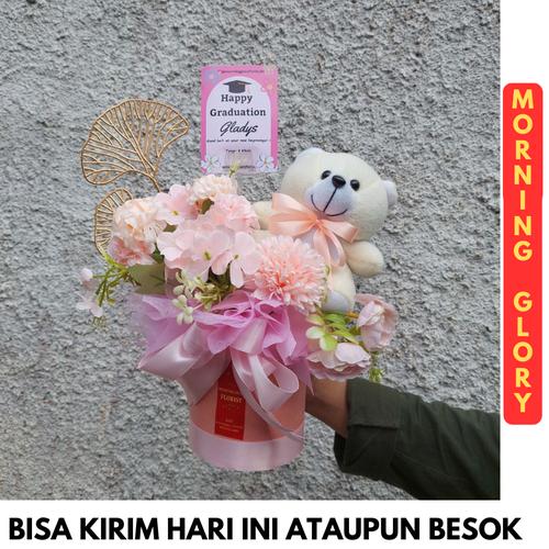 Jual Bloom Box Flower Hiasan Emas + Boneka Medium - Morning Glory ...