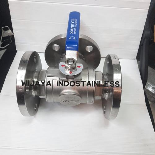 Jual Ball Valve 3 way Flange JIS 10K 2" inch SS 316 Ball Valve Three ...