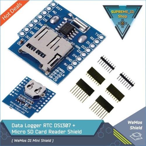 Jual NEW Data Logger RTC DS1307 + Micro SD Card Reader Shield for WeMos ...