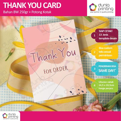 Jual Thank You Card Ukuran A6 - Bahan kertas BW 250 grm - design 05 ...