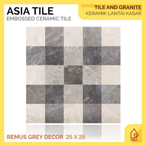 Jual KERAMIK ASIA TILE 25 X 25 REMUS GREY DECOR / KERAMIK LANTAI KAMAR ...