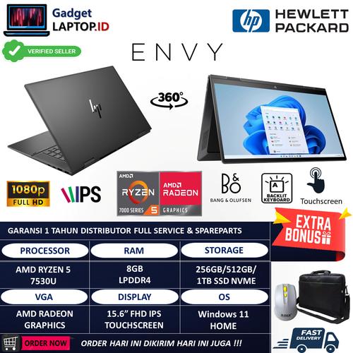 Jual Laptop hp envy x360 15 amd ryzen 5 7000 series 8gb 512gb full hd ...