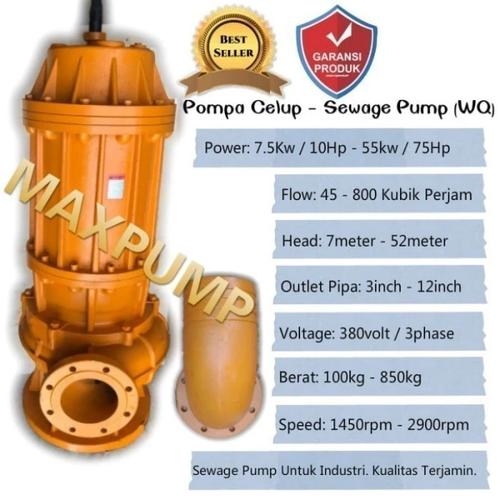 Jual MESIN POMPA CELUP AIR KOTOR SUBMERSIBLE PUMP 30Kw 40Hp 3Phase ...