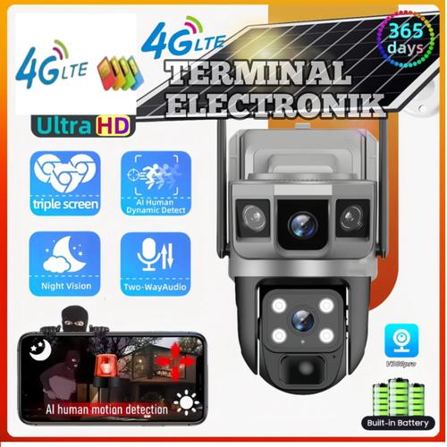 Promo New 20MP Tiga Lens Solar IP Camera Three Screen 4G 6K Security ...