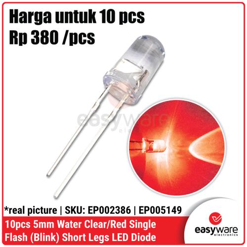 Jual 10x LED 5mm Single Flash Water Clear LED Blink Red RGB Fast Flash ...