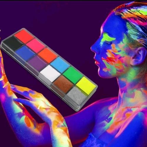 Jual 12 Warna Body Face Painting Glow In Dark with UV Light Face Body ...