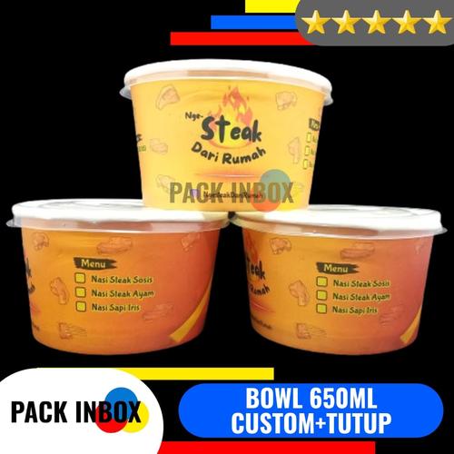 Jual CETAK PAPER BOWL 650ML DAN TUTUP SABLON PAPER BOWL 650 ML CUSTOM ...