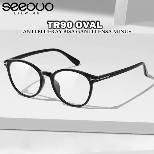 Jual Seeouo Antiradiasi Blueray Kacamata Lens Anti Sinar Biru Style Oval Asian Fit Frame TR90 ...