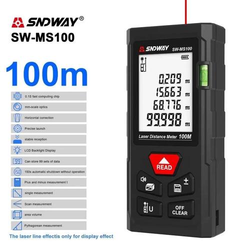 Jual SNDWAY Meteran Laser SW-MS100 Jarak 100 Meter Dan SW-MS50 Jarak 50 ...