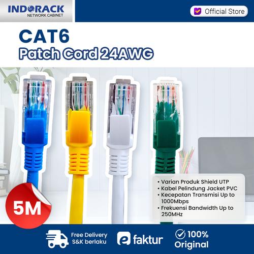 Jual Indorack Patch Cord CAT6 Panjang 5M Kabel LAN Kabel UTP RJ45 5M BC ...
