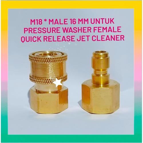 Jual Konektor Adaptor M18 * Male 16 mm Untuk Pressure Washer female ...