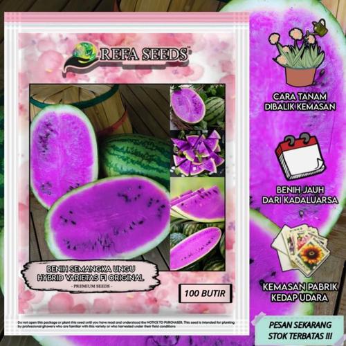 Jual REFA (100 Biji) Benih Semangka Ungu Hybrid F1 Kemasan original / Watermelon Varietas Seeds ...