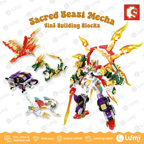 Promo LUMI SEMBO Block SACRED BEAST 4in1 Set Transformer Mecha Mainan ...