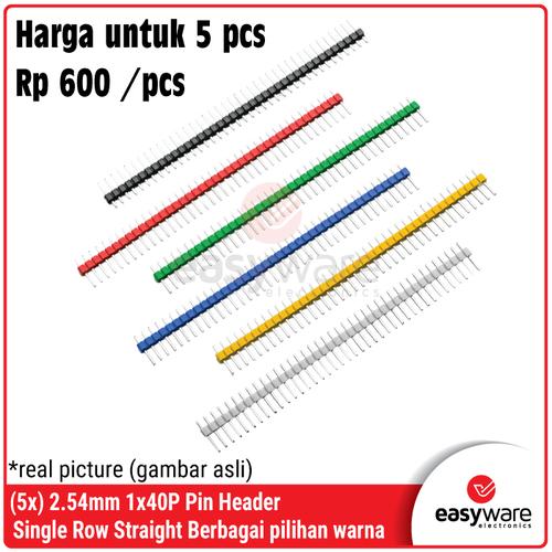 Jual 5x Pin Header Male Single Row 40 Pin 2.54mm 1x40P Pin Header Male ...