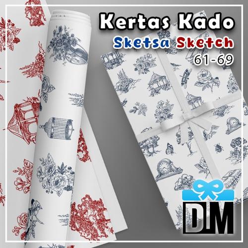 Jual Kertas Kado Estetik Sketch Sketsa Pattern Simbol Abstract Kebun ...
