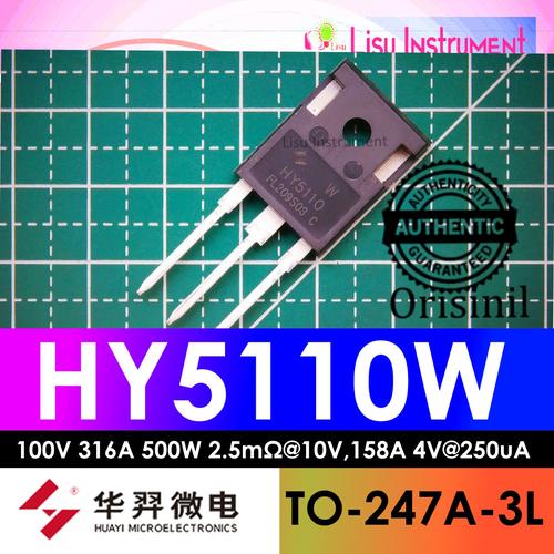 Jual HY5110W 100V 316A 500W 2.5mΩ@10V,158A 4V@250uA 1 N-Channel MOSFET TO-247A-3L Original HUAYI ...