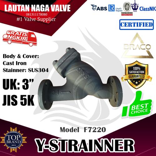 Jual Y STRAINER CAST IRON BRACO F7220-JIS 5K 80 size 3 inch - Jakarta ...