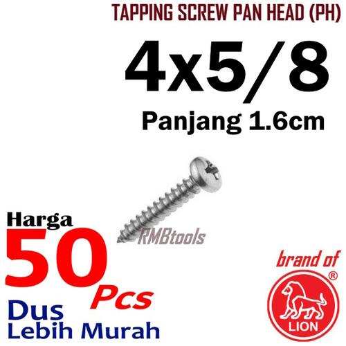 Jual Sekrup Skrup Tapping PH 4x5/8 1.6cm Pentol Kayu Tembok Alumunium 4 ...