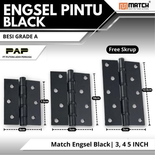 Promo Engsel Pintu Black Match 3" / 4" / 5 " inch Engsel Besi Pintu ...