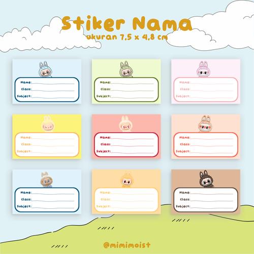Jual isi 10pcs labubu series stiker nama buku pelajaran sticker mapel ...