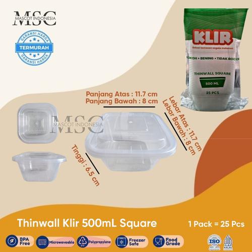 Jual Thinwall Square 500mL Merk Klir | Thinwall Plastik 500mL - Jakarta ...