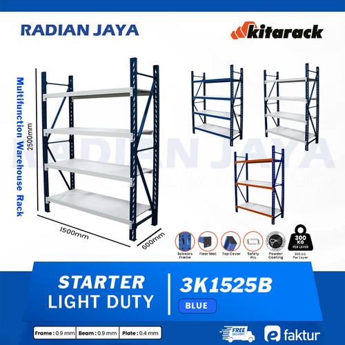 Promo Rack Gudang KITARACK Rack Besi 4 Susun Tinggi 2,5 Meter Panjang 1 ...