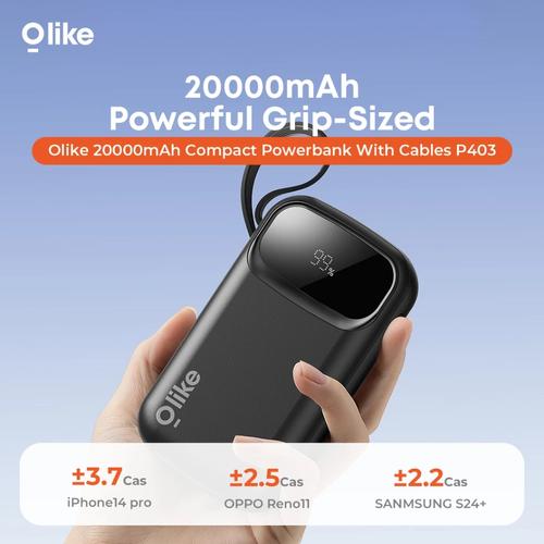 Jual Olike P403 PowerBank 20000mAh Built-In Cable 3 Output Type-C ...