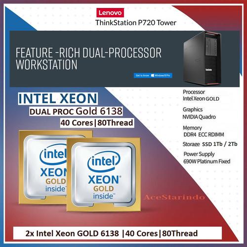 Jual 80 CPU 40 CORE DUAL PROC XEON GOLD - PC Server LENOVO Thinkstation ...