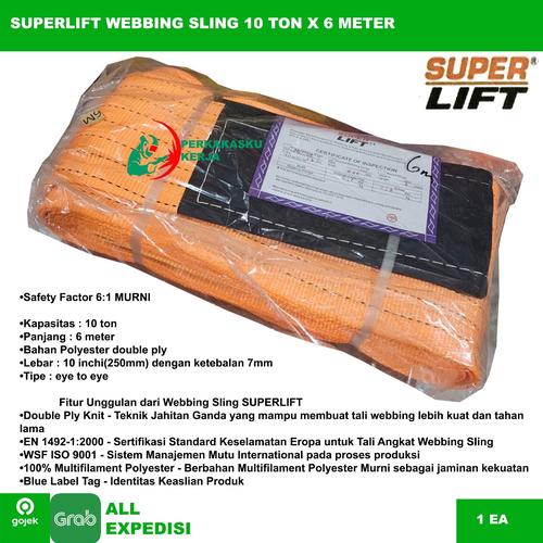 Jual SUPER LIFT webbing sling belt 10 ton x 6 meter double ply eye to ...