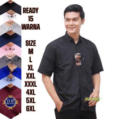 Jual Kemeja Pria Lengan Pendek Polos WISHAKA Katun Hitam Putih Big Size XL XXL XXXL 4XL 5XL 6XL ...