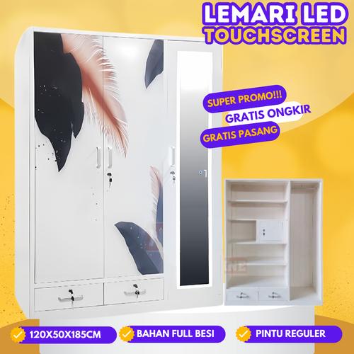 Jual Lemari Pakaian Besi LED Almari Baju Lampu LED Touch Screen - 3P ...
