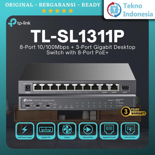 Jual TP Link TL-SL1311P 8Port 10/100Mbps + 3Port Gigabit Desktop Switch ...