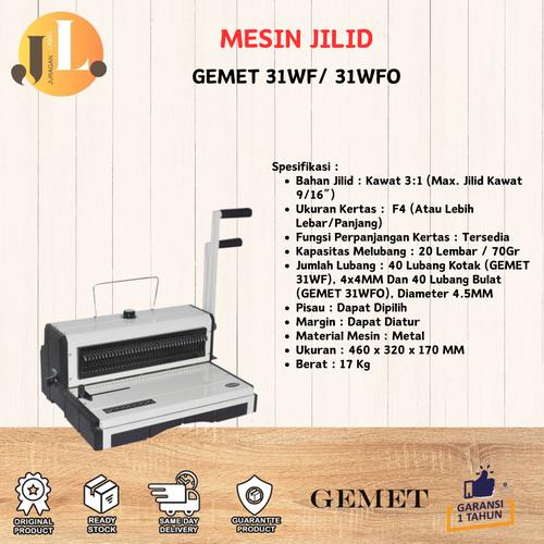 Jual MESIN JILID GEMET 31 WF/WFO - (Wire 3:1, F4) Round Holes Original ...