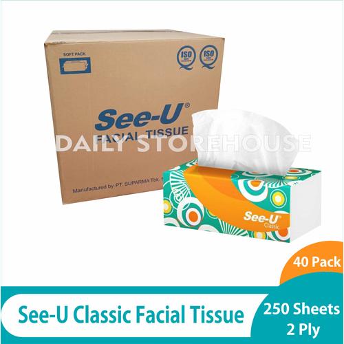 Jual 1 Dus Tissue Facial See-U Classic 250 Sheets 2 Ply Isi 40 Pack ...