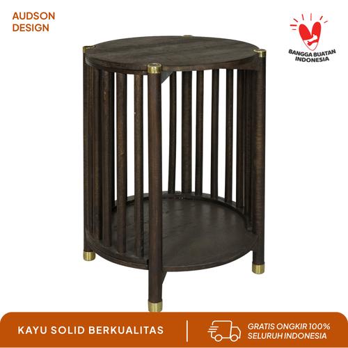 Jual Side Table Meja Samping Bulat Kombinasi Kayu Mangga Besi kuningan ...