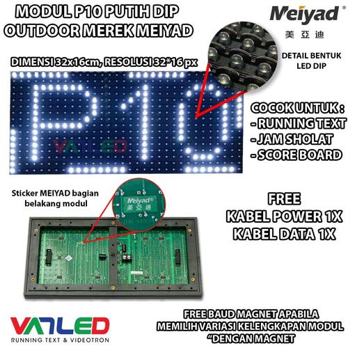 Jual Panel Modul Module Running Text Outdoor P10 Putih DIP Merk MEIYAD ...