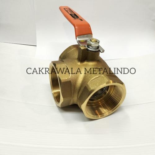 Jual Ball Valve Kitz 3 Way Kuningan 1" inch Stop Kran 3 Arah Three Way KITZ Original - Jakarta ...