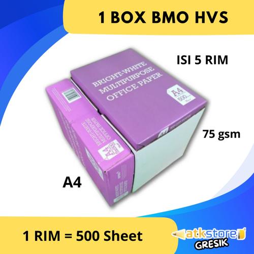 Jual BMO Kertas HVS A4 75 GSM 1 BOX/5 RIM Kertas Print Fotocopy Kertas ...