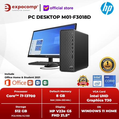 Promo Hewlett Packard HP PC DESKTOP M01-F3018d BLACK CORE i7-13700 8GB 512GB W11+OHS 2021 ...