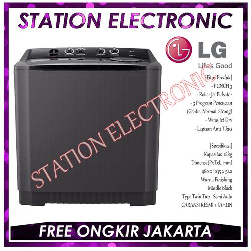 Promo LG Mesin Cuci 2 Tabung 18kg Top Loading P1800RTM / P1800 ...