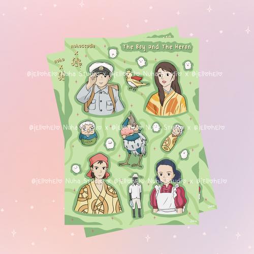 Jual Sticker by jellohelo | Ghibli The Boy and The Heron Mahito Maki ...