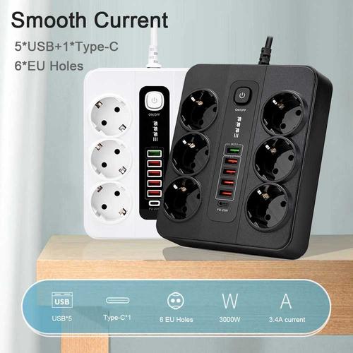 Promo Power Strip Stop Kontak Colokan Soket Listrik 6 Plug EU 5 Port ...