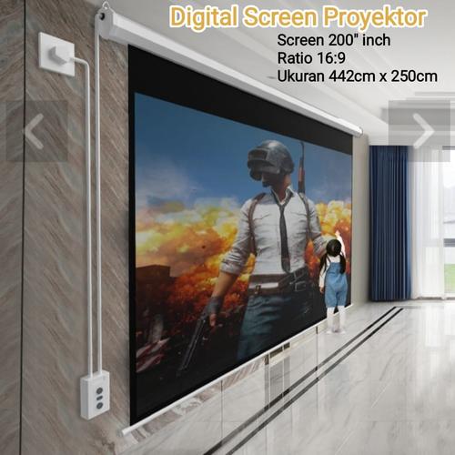 Jual Screen Projector 200" 16:9 Motorize / Layar Proyektor 200" 16 ...